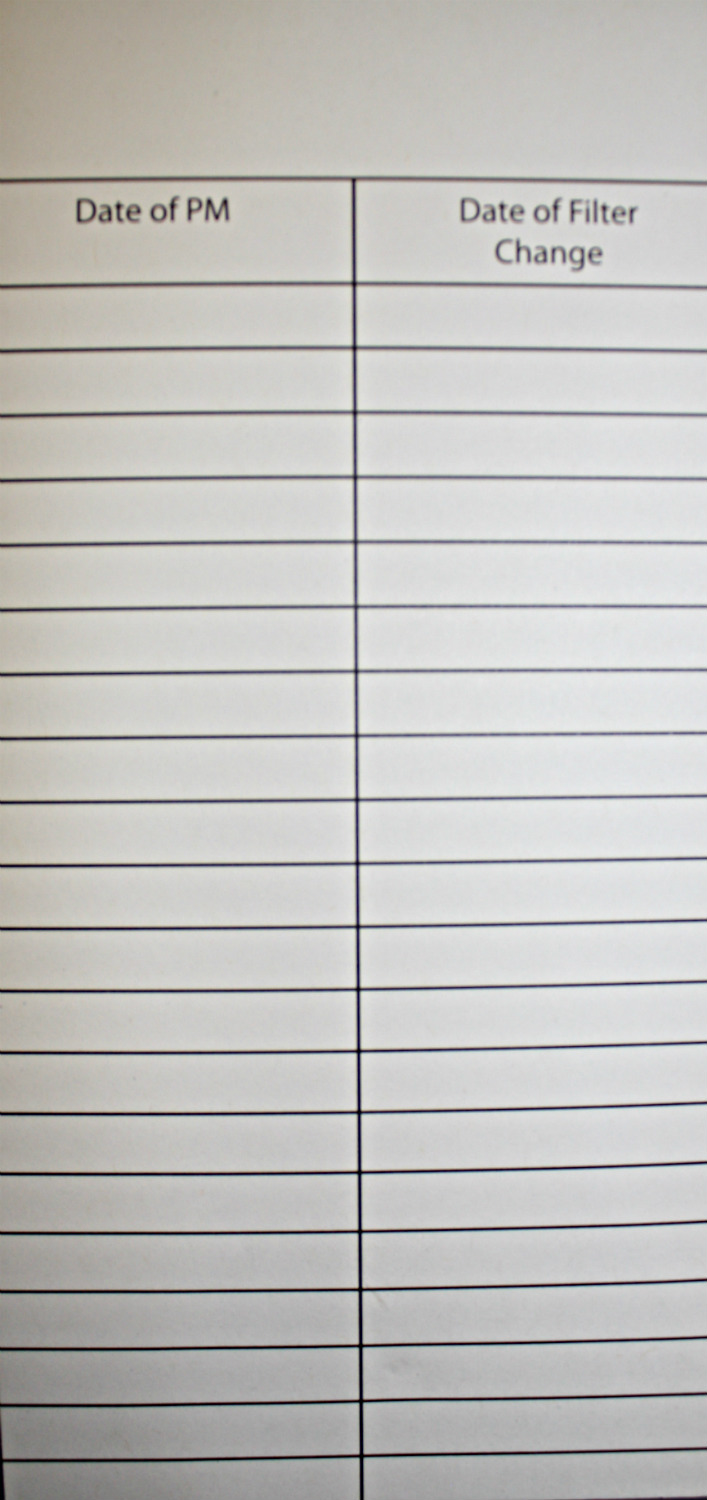 Kit Filter Change Card | Ernest F Mariani Co.